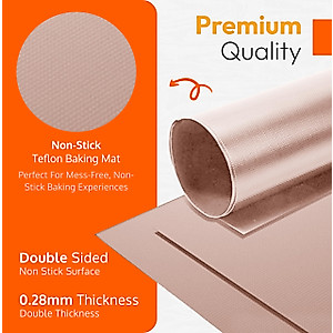 Teflon Sheets for Heat Press and Baking - Reusable PTFE Oven Liners, Premium Teflon Sheet for Baking - Heat Resistant Teflon Sheet - Food Safe, BPA & PFOA Free - Large 16" x 20” (3-Pack)
