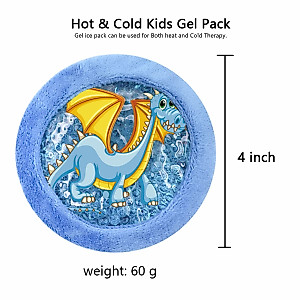 Boo Boo Ice Pack for Kids Injuries, Kids Ice Pack wit, Gel Cold Pack Toddler Ice Pack with Soft Cover Baby, Kid's Pain Relief, Fever, Wisdom Teeth, First Aid, Head, Neck, Arms, Dinosaur 5 PCS