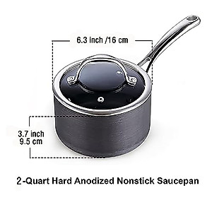 Cooks Standard 2-Quart Hard Anodized Nonstick Saucepan with Lid, Black