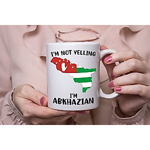 Funny Abkhazia Pride Coffee Mugs, I'm Not Yelling I'm Abkhazian Mug, Gift Idea for Abkhazian Men and Women Featuring the Country Map and Flag, Proud Patriot Souvenirs and Gifts
