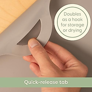 Upward Baby Food Catching Placemat for Round Table Only - Suction Silicone Placemats for Kids Babies and Toddlers - Clean Mealtimes at Home and Restaurants - Reusable Sticky Mat (Gray)