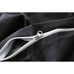 F.Y.Dreams 100% Washed Cotton Duvet Cover for Weighted Blanket 60x80 inches with 8 Ties, Zipper on Long Side/Black Grey/Just Duvet Cover