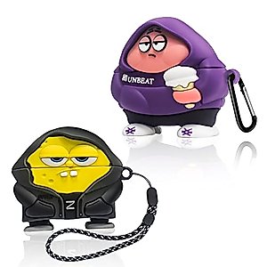[2Pack] Case for AirPods Pro 2nd Generation 2022, Cute AirPods Pro 2 Cartoon Character Case, Unique Design Funny Fun Kawaii 3D Cartoon Characters Soft Silicone AirPods Pro 2 Case Cover for Men Women