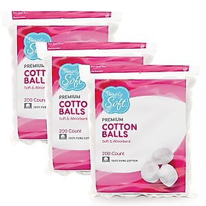 Simply Soft Premium Cotton Balls (600 Count), 100% Pure Cotton, Large Cotton Balls for Face and Nail Polish Remover