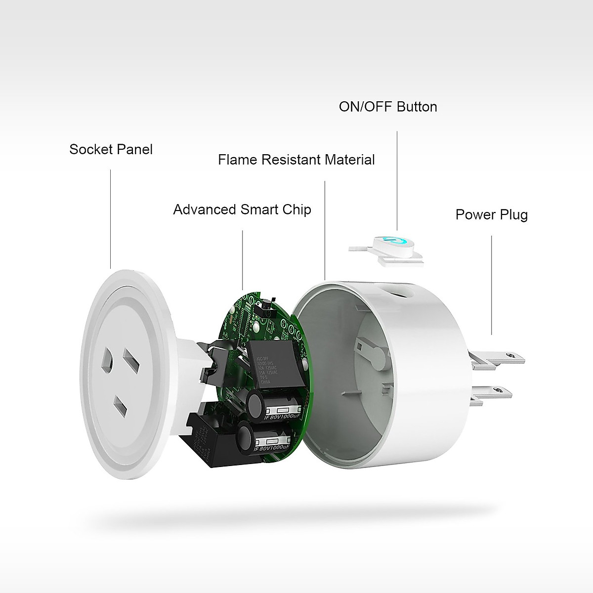 Smart Plug 2 Pack Wi-Fi Enabled Mini Smart Socket Compatible with Amazon Alexa Google Home, Remote Control Outlet with Timing Function