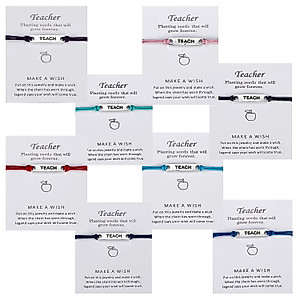 VALIJINA 8 Pieces Teach Blessing Card Bracelets for Women Men appreciation gifts Bracelets Card Teacher Bangles Teacher's Day Gift Bracelets Back to School Gifts