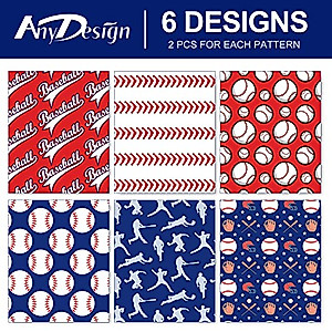 AnyDesign 12 Sheet Baseball Wrapping Paper Red Blue White Sports Gift Wrap Paper Bulk Folded Flat Baseball Print Art Paper for Baseball Theme Birthday Party DIY Crafts Gift Wrapping, 19.7 x 27.6 Inch