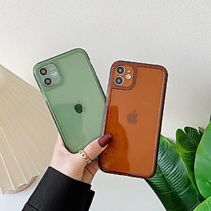 ZTOFERA Case for iPhone 11 6.1 inch,Clear Soft Silicone Bumper Protective Retro Color Transparent Shockproof Phone Case - Green