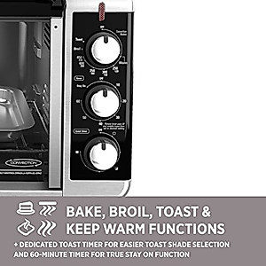 BLACK+DECKER TO3250XSB 8-Slice Extra Wide Convection Countertop Toaster Oven, Includes Bake Pan, Broil Rack & Toasting Rack, Stainless Steel/Black