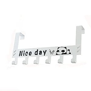 XDCHLK Hooks Over The Door 6 Hooks Hat Clothes Bag Shelf Black White No Drilling Bathroom Living Room Wall Hanger ( Color : OneColor , Size : 17.5*36cm )