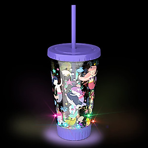 GILANO 18oz Kids Tumbler Water Drinking Bottle with LED Light Up - BPA Free, Straw Lid Cup, Reusable, Lightweight, Spill-Proof Water Bottle with Cute Design for Girls & Boys (Mermaid)
