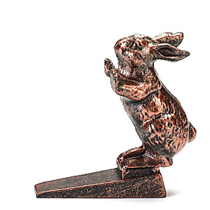 WEMPOLU Cast Iron Door Stop Wedge Cute Rabbit Door Stopper for Bottom of Door(Antique Copper, 2.49LBs)………