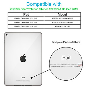 for 9th/8th/7th Generation Case (2021/2020/2019),10.2 Case Folding Stand Card Slot, Premium Leather Classic Plaid Cover Auto Wake/Sleep Smart Tablet Cover for 10.2 Inch-Creamy White