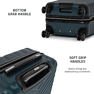 Kenneth Cole REACTION Madison Square Lightweight Hardside Chevron Expandable Spinner Luggage, Emerald, 20-Inch Carry On