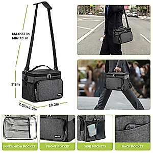 Insulated Lunch Bag Reusable Large Lunch Box for Men/Women, Leakproof Cooler Tote Portable Lunch Bag with Adjustable Shoulder Strap (Dark Grey)