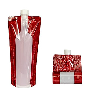 Foldable Wine Bag,Portable Wine Bottle Bag Flask, 12 Pack Collapsible Liquid Leak Proof Flask Holder,Reusable Wine pouch for Gift Travel Camping BBQ Party Beach Hiking Home Kitchen(750ml)