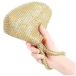Women's Evening Bag Rhinestone Purse Handbags Triangle Style Chain Clutch Purse Bag Sparkly Party Prom Wedding Purse (Gold)