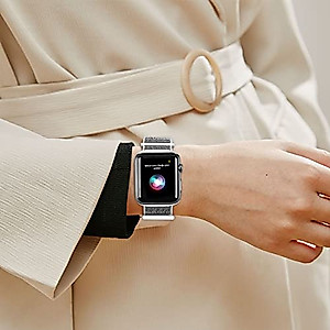 ENJINER 5 Pack Sport Loop Band Compatible with Apple Watch 42mm 44mm 45mm iWatch SE Series 7 6 5 4 3 2 1, Nylon Weave Women Men Stretchy Elastic Braided Replacement Wristband Strap, 5 Pack C 42/44/45