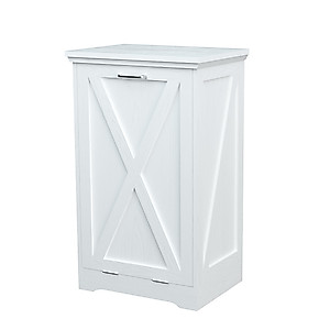TOLEAD Tilt Out Trash Can Cabinet, 10 Gallon Kitchen Trash Cabinet Hidden Trash Can with Deodorizing & Negative Ion Pet Proof for Kitchen,Dining Room, Living Room,White