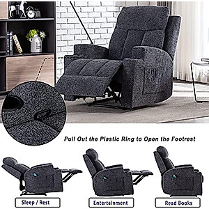 ANJ Massage Recliner Chairs with Cup Holders Breathable Fabric Manual Recliners with Heat for Living Room, Modern Reclining Single Sofas (Dark Grey)
