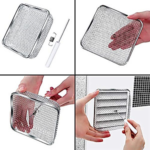 2 Pieces Flying Insect Screen RV Furnace Vent Cover (4.5 x 4.5 Inch)(8.5 x 6 Inch) Stainless Steel Mesh with Installation Tool