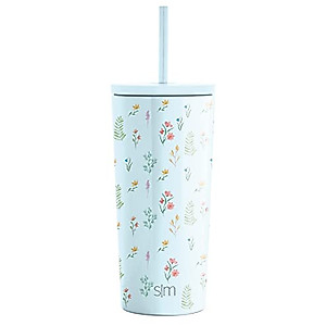 Simple Modern Insulated Tumbler with Lid and Straw | Iced Coffee Cup Reusable Stainless Steel Water Bottle Travel Mug | Gifts for Women Men Her Him | Classic Collection | 20oz | Finley Floral