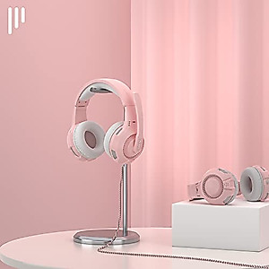 Anivia Headphones with Microphone Surround Sound Active Noise Canceling Pink Wired Gaming Headphones - 3.5mm Audio Jack Stereo Headset for PC, PS4, PS5, Switch, Xbox One, Pink (Game/Work/School)