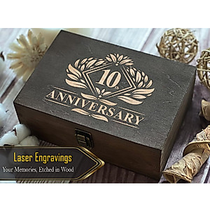 10th Anniversary Commemorative Wooden Box - Engraved Decade Milestone, Perfect for Couples