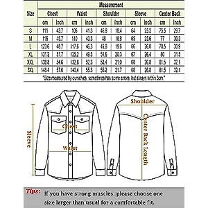 COOFANDY Mens Shirt Western Dress Long Sleeve Casual Cotton Button Down Denim Work, 01-Black, Large, Long Sleeve