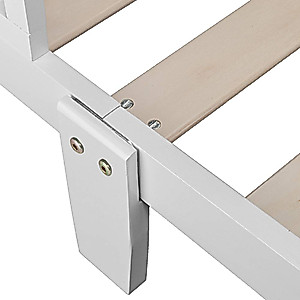 Ochine Toddler Bed Frame Kids House Bed Multifunctional Solid Wood Kids Bed Classic Wooden Children Bed Frame Toddler Beds Wooden Kids Bed Frame with 2 Side Guardrails for Kids, Teens, Girls, Boys