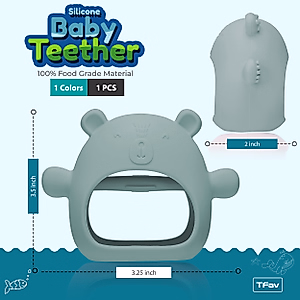 TFav Baby Bear Hand Teether -1 pc Blue -Silicone Teething mitt for 0-6 Months Boys & Girls -Hand Pacifier That Fits on Fist -Wearable Gloves Chew Toy -Calm Down The Fussy Baby Calm Down Fussy Baby