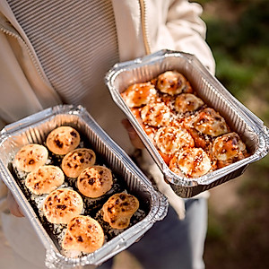 50Pcs Thanksgiving Take Home Containers Aluminum Food Containers with Lids Autumn Leftover Disposable Fall Hosting Essentials Party Favor Baking Cake Pans for Cooking,Heating,Roasting,BBQ 7.3x5.3 Inch