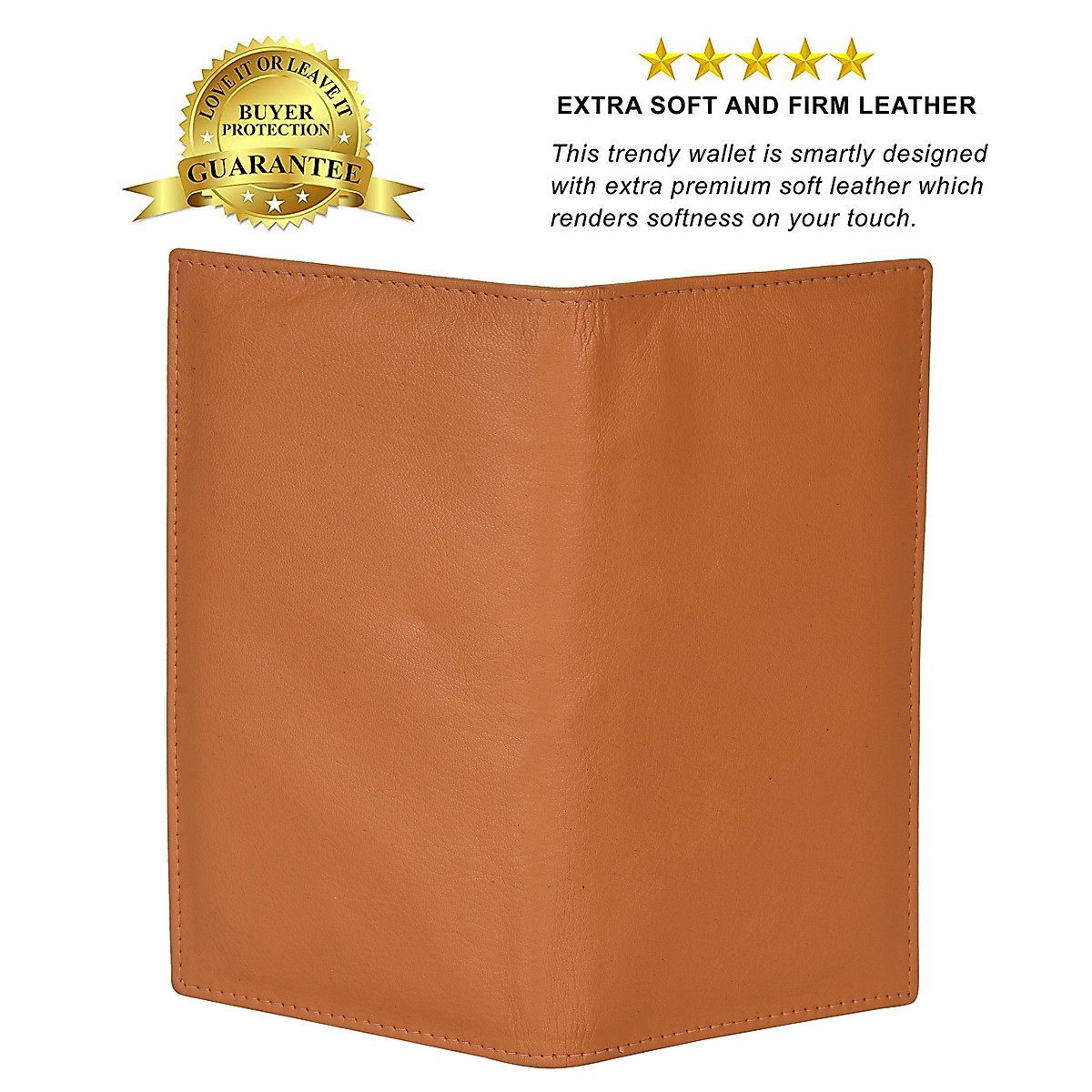 LeatherBoss Genuine Leather Credit Card Holder Tall Wallet With 18 Credit Card Slots for men women, Tan