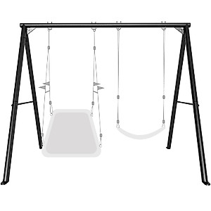 IKARE Upgraded 2 Seats Large Swing Frame Heavy Duty Metal Swing Stand with Ground Nails, for Kids, Adults, Fits for Most Swings, Max Weight 500 LBS, Outdoor Backyard Play Fun