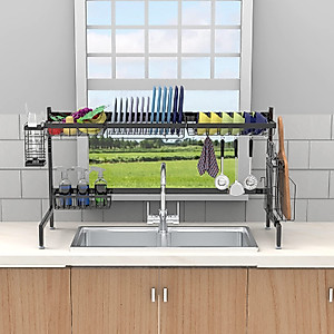 Shop Again Over The Sink Dish Drying Rack Black Large Dish Rack Drainer for Kitchen Storage Stainless Steel