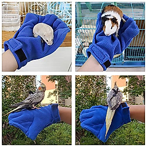 1 Pair Sugar Glider Bonding Mitt, Small Animal Anti-bite Gloves, Pet Anti-bite Protection Product, Pet Handling Gloves for Birds, Parrots, Guinea Pigs, Hedgehogs, Hamsters, Honey Glider (Blue)