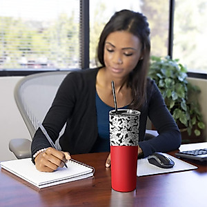 thmasamwr Cute Mouse Skinny Tumbler With Straw and Lid, Stainless Steel 20oz Insulated Coffee Travel Mug, Cartoon Mouse Gifts Cups for Women and Girls