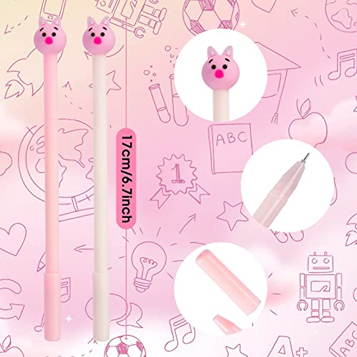 GOOTRADES 8 Pack Cute Pig Writing Gel Ink Pen for Office School Student,0.38 mm Tip