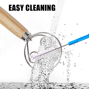 Dkoyied Danish Dough Whisk Large Bread Whisk 13 Inches Premium Stainless Steel Dough Whisk Traditional Dutch Style Bread Dough Whisk, Whisking Tool with a Cleaning Brush