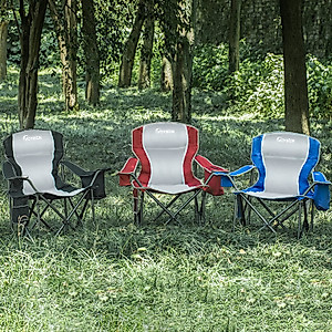 VOYSIGN Padded Camping Chairs for Adults, Oversized Folding Outdoor Chairs, Weight Capacity 475lbs, with Cooler Bag, Cup Holder, Storage Pocket, Carry Bag