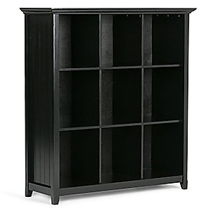 SIMPLIHOME Acadian SOLID WOOD 44 Inch Transitional 9 Cube Bookcase and Storage Unit in Black, For the Living Room, Study Room and Office
