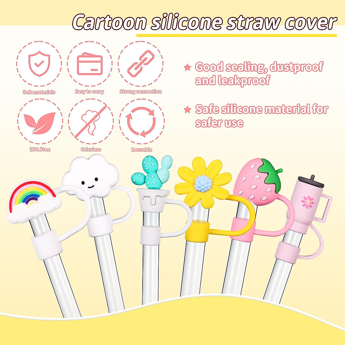 ZIZAISM Straw Cover Cap for Hydroflask Tumbler 40 oz / 32 oz, Silicone Straw Covers for Hydro Flask, for 10mm Straw, Reusable, BPA Free - 6PCS