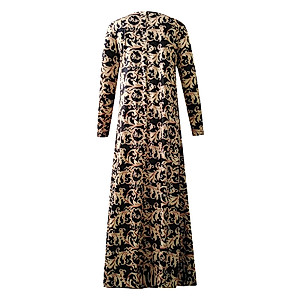 SERYU Women Plus Size maxi Dress Floral Print Long Dress Muslim Dress Islamic Long Dress