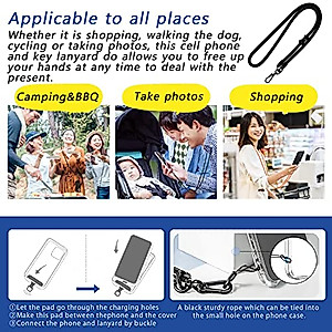 Cell Phone Lanyard, Universal Adjustable Detachable Nylon Crossbody Lanyard,Necklace Lanyard & Wrist Strap with Phone Patch for All Smartphones-7mm Thick (Black, 120cm)