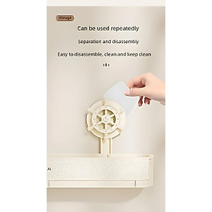 therlig Shower Caddy Suction Cup(Rudder Shape) NO-Drilling Removable Powerful Suction Waterproof Organizer，Storage Basket For Body Wash & Toiletries Bathroom & Kitchen Caddy Organizer