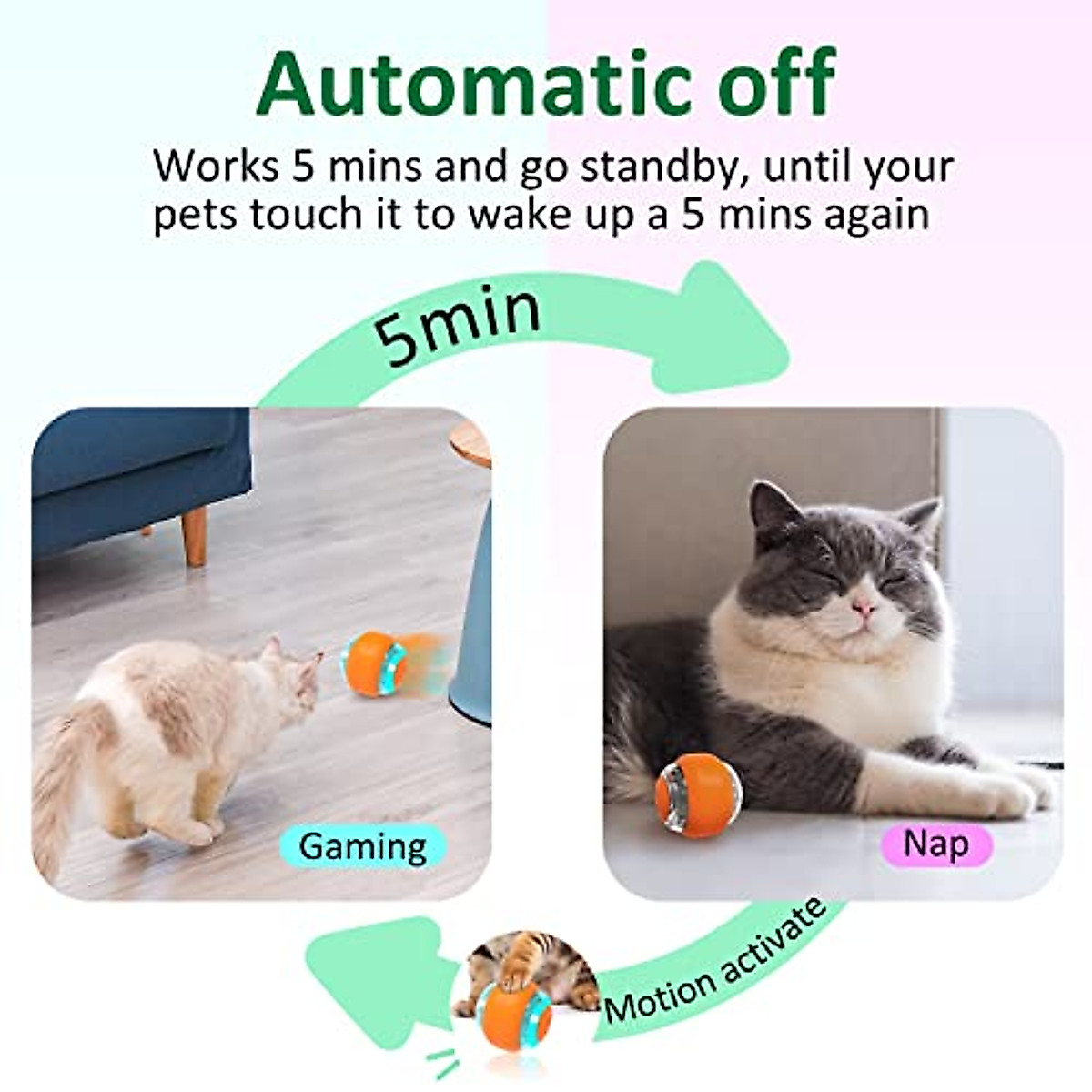 AUKL Cat Ball Toys for Indoor Cats, Bouncing Balls Wicked Ball Motion Cat Toys