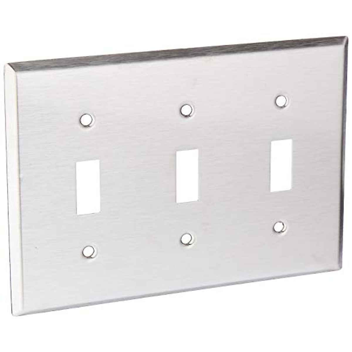 Leviton 84011 3-Gang Toggle Device Switch Wallplate, Standard Size, Device Mount, Stainless Steel, 10-Pack