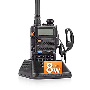 Baofeng UV-5R 8 Watt Ham Two Way Radio Upgrade Version (144-148/420-450Mhz), Dual Band Walkie Talkie 1800mAh Li-ion Battery