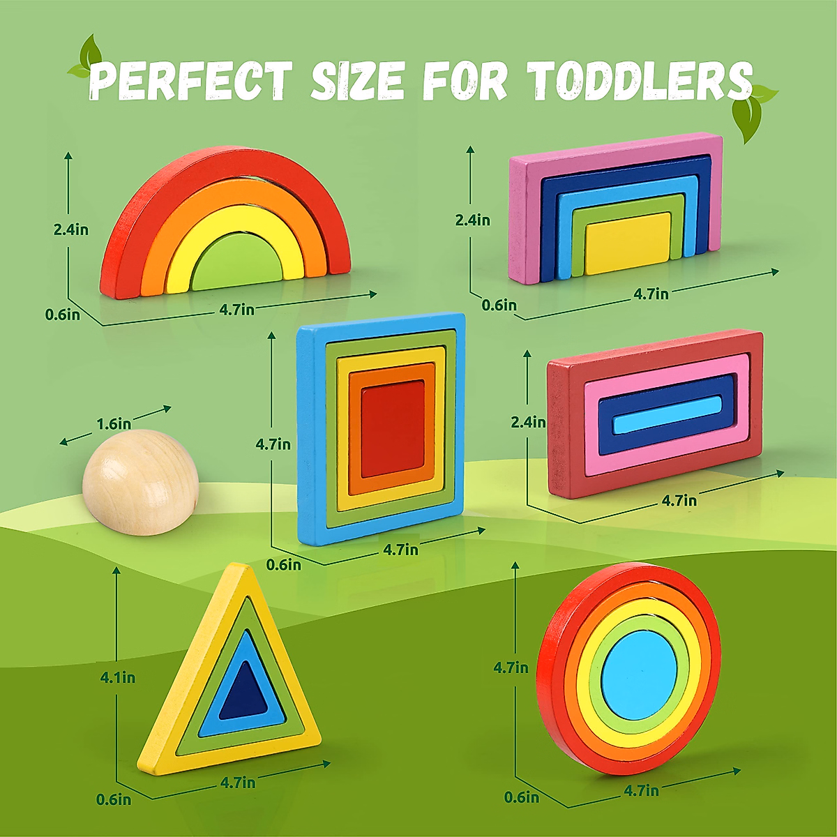 TOY Life Wooden Rainbow Stacking Toy, 27 Pcs Stacking Toy Wooden Rainbow Stacker Baby Toys 6 to 12 Months Montessori Rainbow Stacking Game Baby Toys 12-18 Months Nesting Blocks Puzzle Educational Toys