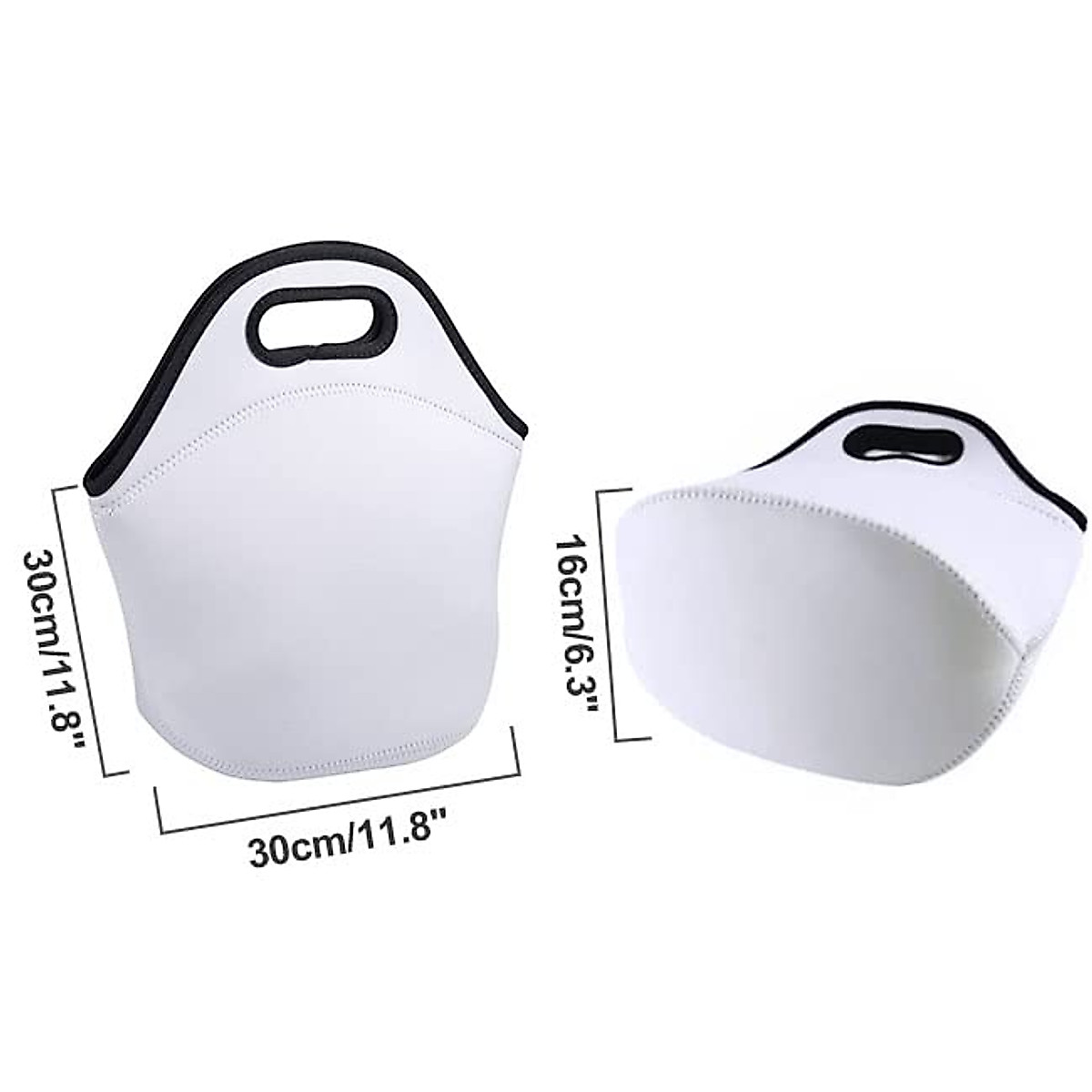 QOMOLANGMA 6 pcs Sublimation Blank Lunch Bag 11.8 x 11.8 in Tote Bag Reusable Insulated Thermal Food Carry Case Handbags with Zipper for Heat Press Transfer Printing (black bottom)